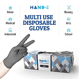 Hand-E Touch Grey Disposable Nitrile Gloves X Small 50 Count, Powder and Latex Free Medical Gloves for Exams and Surgical Needs - Food Safe for Cooking - Textured Fingertips