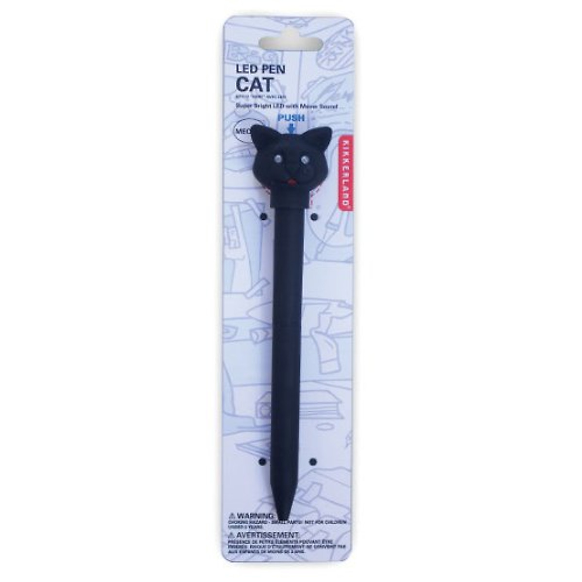 Kikkerland Cat LED Ballpoint Pen, Black (4421C)