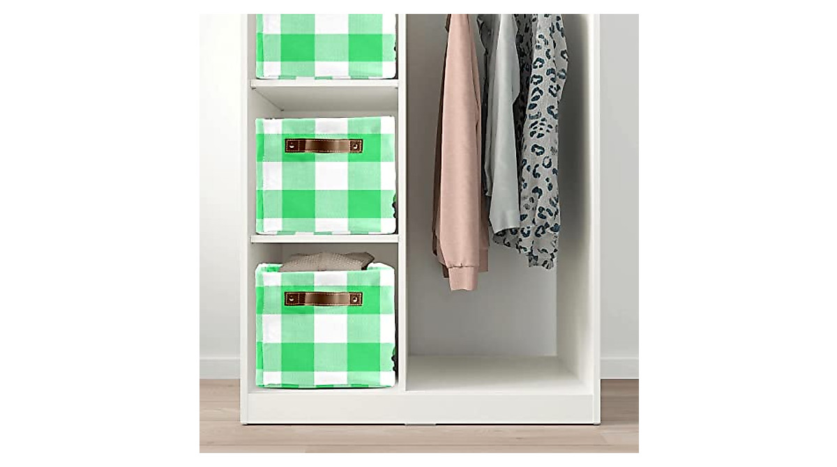 Personalized Green Checkers Storage Box - 4 Pack