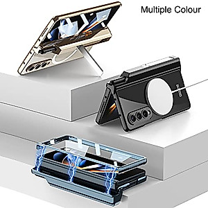 BRAND SET Galaxy Z Fold 4 Case, Galaxy Z Fold 4 Case with Wireless Charging, Full Body Cover Hard PC Ultra-Thin Anti-Scratches Shockproof Protective Phone Case for Samsung Fold 4(Blue)