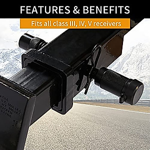 META Hardware Trailer Hitch Locks, 5/8" Dia 4" Long Hitch Lock with Extra Safety Clip & Anti Rattle O-Rings Fits 2", 2-1/2”, 3”, Class III IV V Receivers (1 Pack)