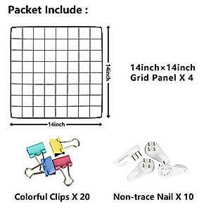 devesanter DS Grid Photo Wall Wire Grid Panel Picture Display Iron Decorative Rack Photograph Wall Ins Photo Wall 12x12 Inches Set of 4 (Black)