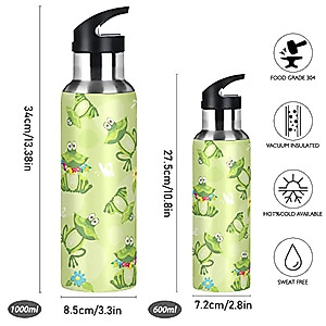 Frogs Leak Free Insulated Bottles with Handle 32 oz Vaccuum Bottle with Straw Lid Thermal Bottle for School Sport Travel BAP-Free