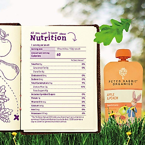 Peter Rabbit Organics, Apple & Peach, 4oz. Pouches (Pack of 10)
