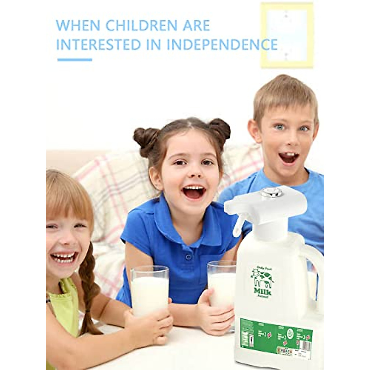 COROTC Milk Dispenser For Fridge Gallon, Electric Milk Dispenser For Kids/Elderly, Sealed Automatic Drink Dispenser For Fridge With Date Reminder, Rechargeable Beverage Dispenser Prevent Overflowing