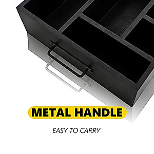 Paper Plate Holder, Plastic Silverware Caddy, Plastic Utensil Dispenser for Party Buffet Camping BBQ, Disposable Spoon Fork Knives Dish Cup Napkin Storage Organizer for Kitchen Counter (Black)