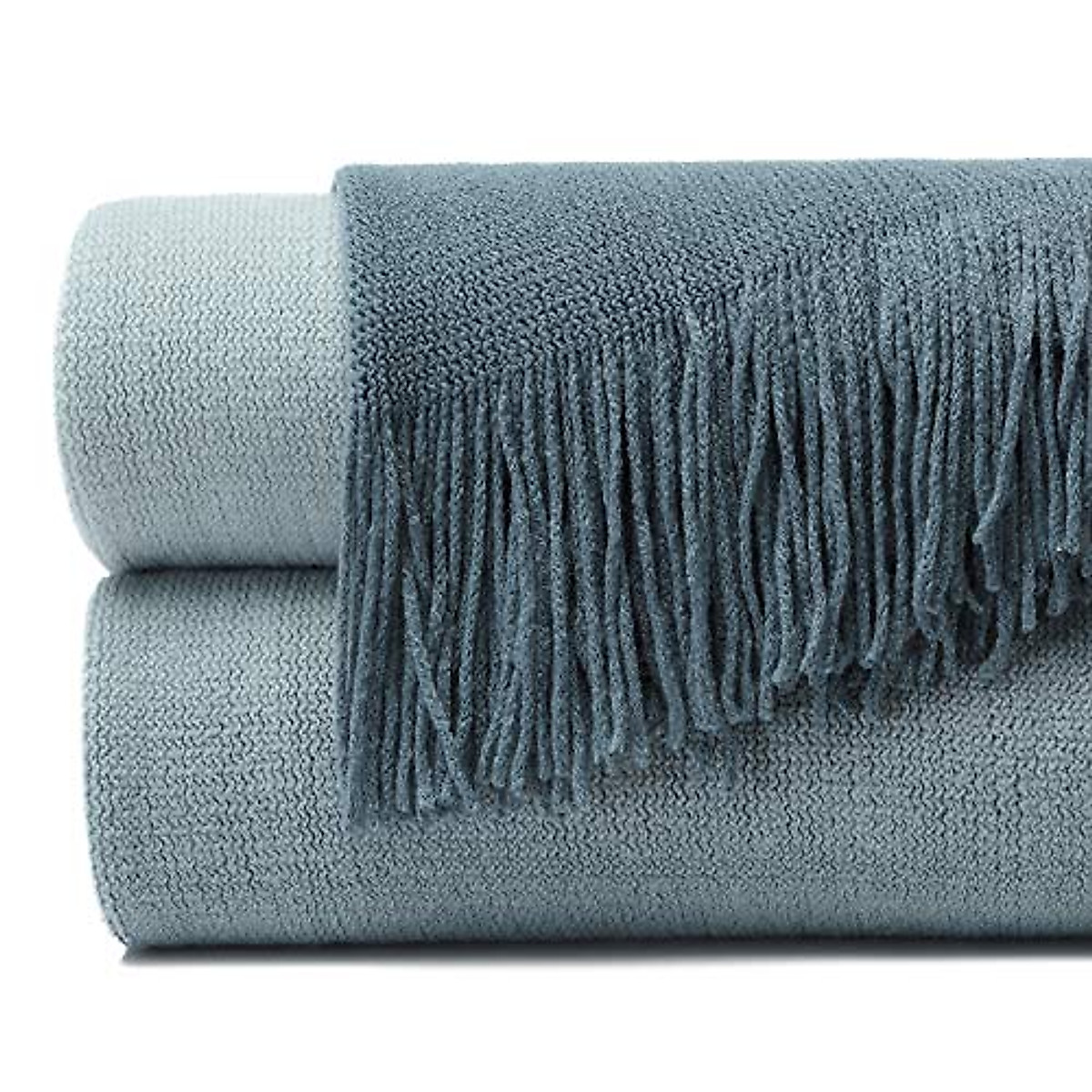 Chanasya Gradual Gradient Ombre Super Soft Acrylic Throw Blanket with Tassels - Warm Cozy Lightweight Fluffy Woven Blanket for Bed Sofa Chair Couch Living Bed Room Tan Sage Blanket(50x65 Inches) Lead