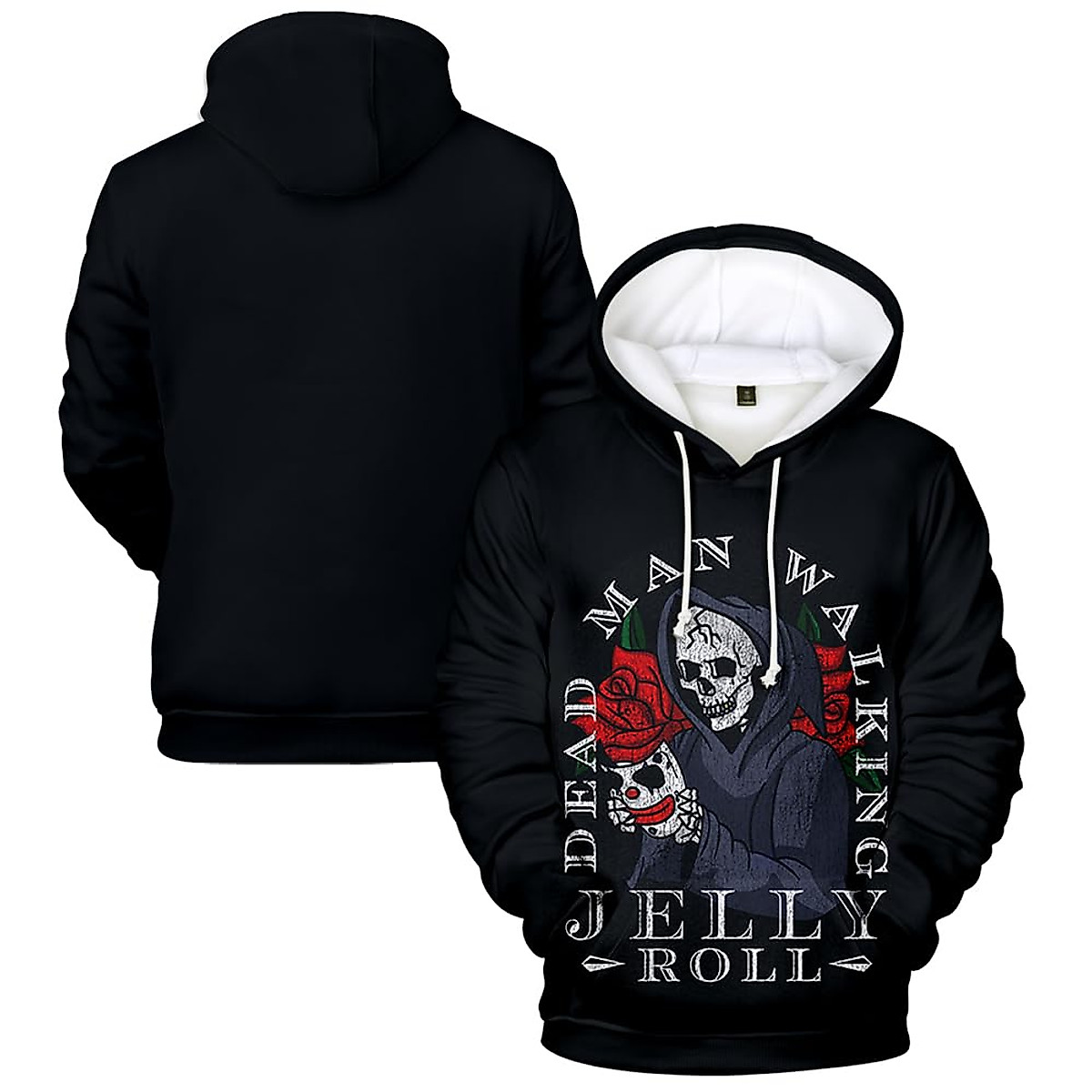 ZJHXQEVC Jelly Roll Merch Skull Hoodie Unisex Long Sleeve Hooded Casual Fashion Sweatshirts Street Clothes (style4,XL)