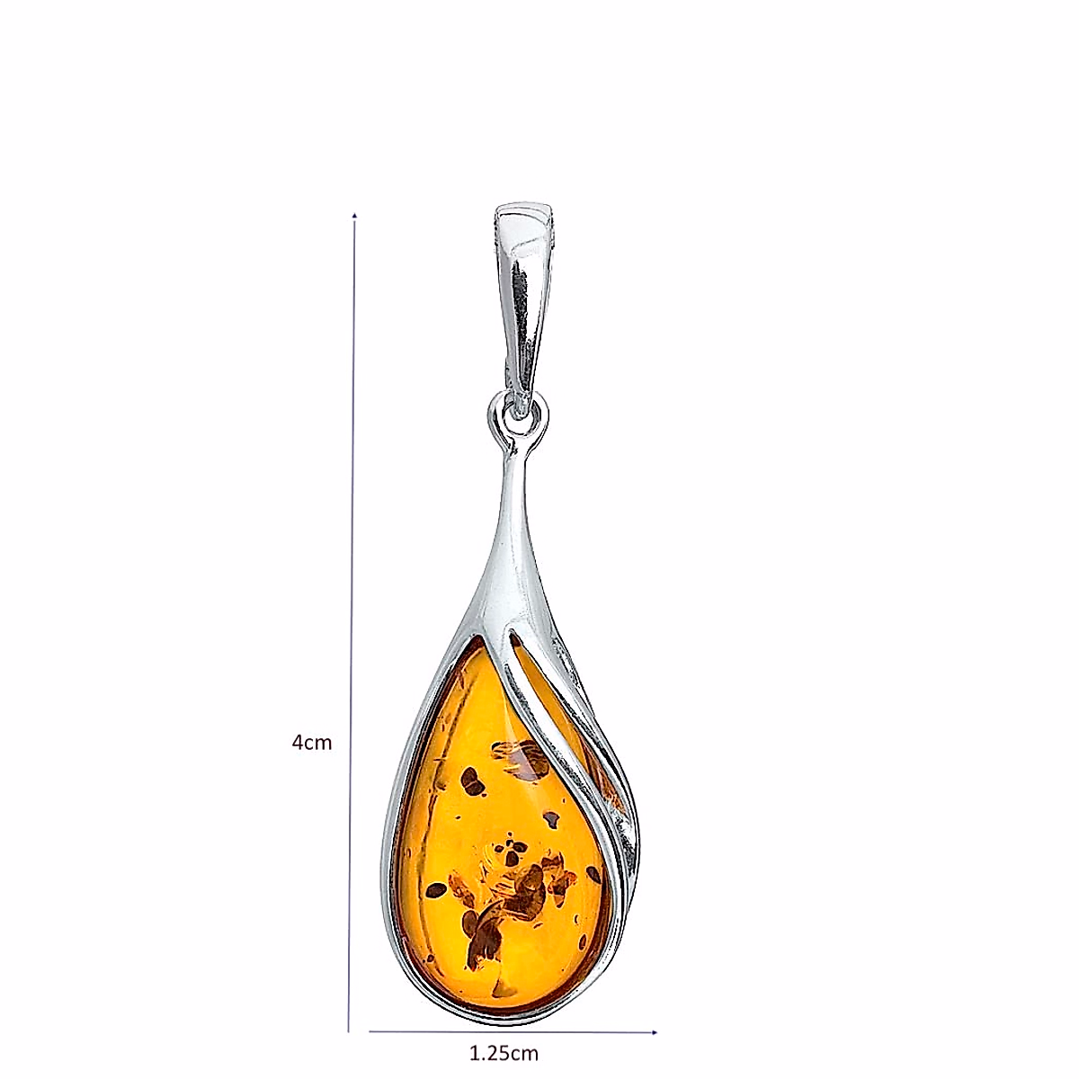 Ian and Valeri Co. Dark Amber Sterling Silver Drop Pendant Necklace 18 inches