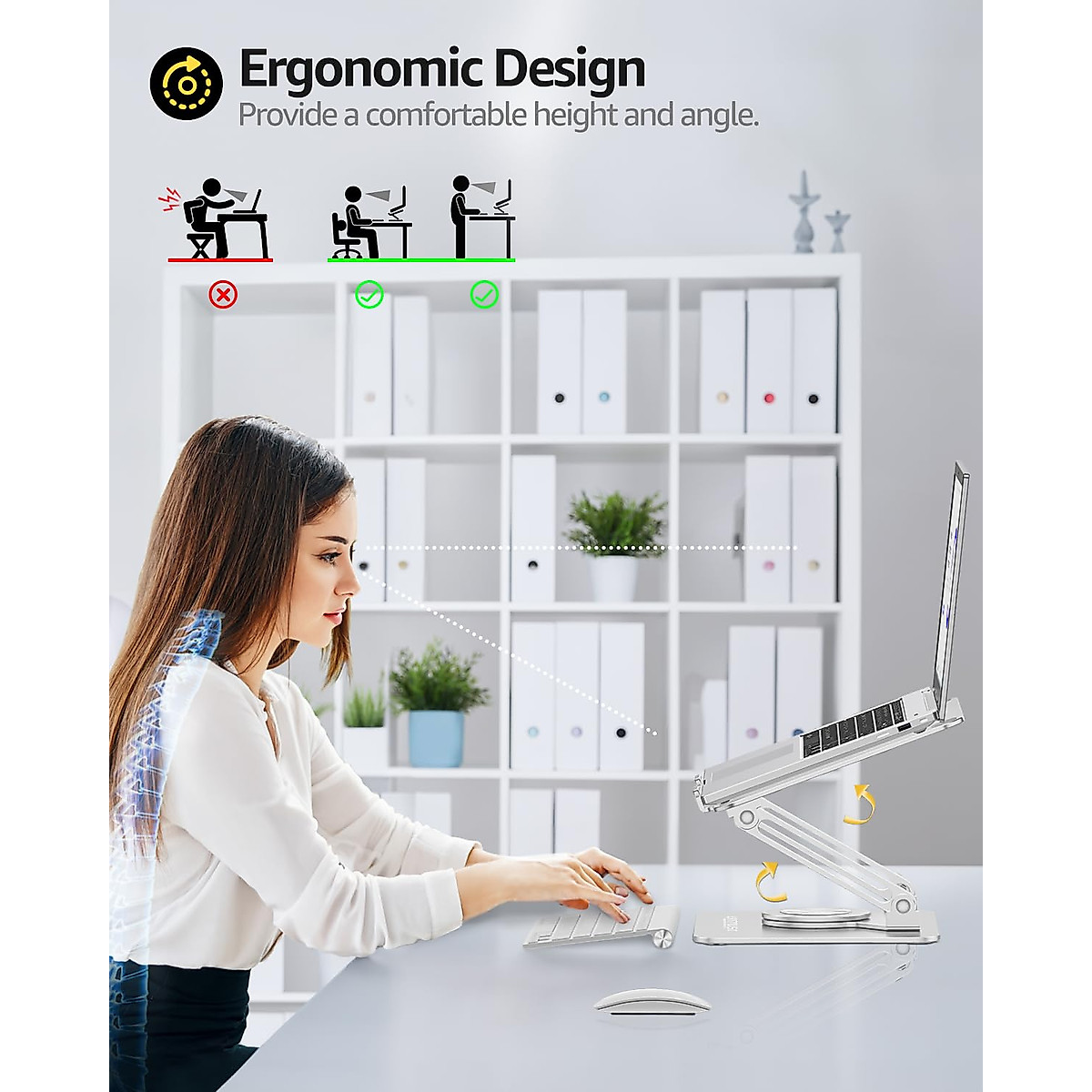 Urmust Laptop Stand for Desk with 360 Rotating Base, Computer Stand for Laptop Ergonimic Adjustable Laptop Riser for Desk Compatible with All Laptop 10 to 16 Inches