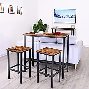 RokiaTek Bar Table 39" Long Narrow Bar Height Pub Table Dining Table for Kitchen, Dining Room, Living Room, Sturdy Metal Frame, Industrial, Rustic Brown and Black
