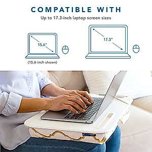 LAPGEAR Designer Lap Desk with Phone Holder and Device Ledge - Gold Quatrefoil - Fits up to 15.6 Inch Laptops - Style No. 45416