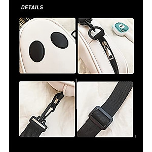 PU Leather Funny Ghost Bag, Halloween Purse Crossbody Bag, Devil Messenger Shoulder Bag for Woman (White)
