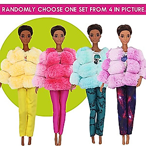 ZTWEDEN Doll Clothes Fur Winter Coat Jacket Set for 30cm Girl Doll, 11.5 inches Fashion Doll Dress Tops Trousers Skirts T-Shirt Hat Outfit for 11.5'' Girl Doll for Birthday