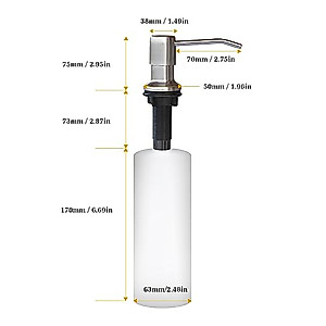 Soap Dispenser for Kitchen Sink, Built in Sink Soap Dispenser Lotion Dispenser with 17 OZ Bottle, Refill from The Top Bar Sink Soap Dispenser, Brushed Nickel (1 Pack)