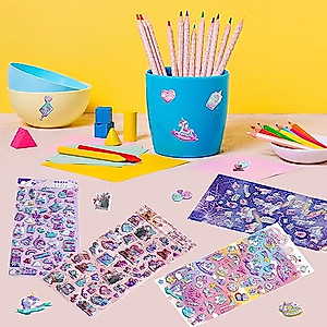 3D Puffy Unicorn Stickers for Girls Kids | Cute Sparkle Rainbow Stars Moons Clouds Candy Stickers for Phone Cases, Laptops, Party Favors | 4 Sheets.