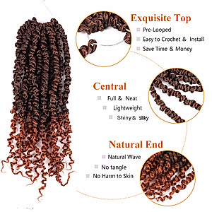 Passion Twist Crochet Hair 10 Inch 8 Packs Pre-twisted Passion Twist Crochet Hair Pre-looped Passion Twist Hair Bohemian Braids Synthetic Crochet Hair Extensions(10 Inch (Pack of 8), 1B/350#)