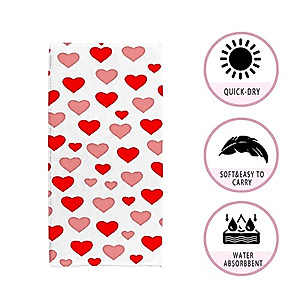 My Little Nest Hand Towels for Bathroom Red Hearts Gradient Absorbent Small Bath Towel Soft Kitchen Towels Fingertip Towel for Guest and Bar 30 x 15 inch