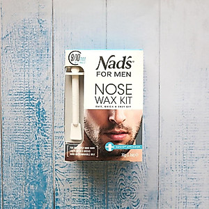 Nad's For Men Nose Waxing Kit - Hair Removal with Hard Wax, Moustache Protectors, Applicators, Spatulas, and Post-Wax Wipes