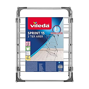 Vileda Sprint 3-Tier Indoor Airer, Steel, Silver, 6 x 68 cm