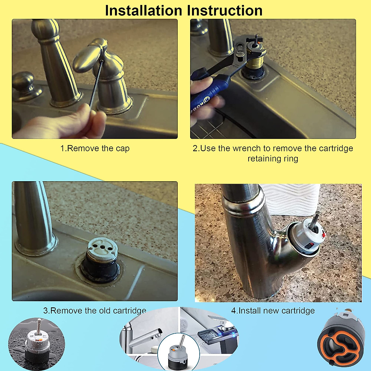 RP50587 Single Handle Cartridge Valve Replacement for Various Model Fit For Kitchen,Shower,Toiletsand and Lavatory Faucet Motion Cartridge,Faucet 36mm-QLXAQLX