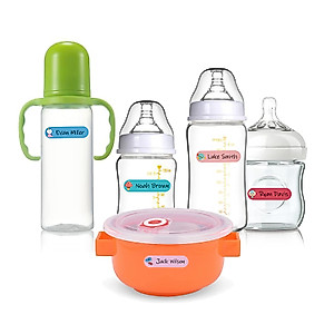 Baby Bottle Labels for Daycare, 128 PCS Toddler Daycare Labels Waterproof, Self-Laminating, Dishwasher Safe, Preschool Labels for Sippy Cup, Lunch Box, Name Labels Stickers for Kids School Supplies