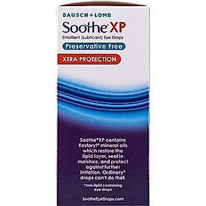 Eye Drops by Bausch & Lomb, Lubricant Relief for Dry Eyes, Soothe XP, Preservative Free, Single Use Dispensers, 0.3 mL, 30 Count