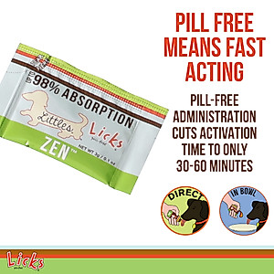 Licks Pill-Free Zen Small Breed Dog Calming Aid - Zen Calming Aid Supplements for Aggressive Behavior & Nervousness - Calming Dog & Puppy Treats for Stress Relief & Dog Health - Gel Packets - 10 Use
