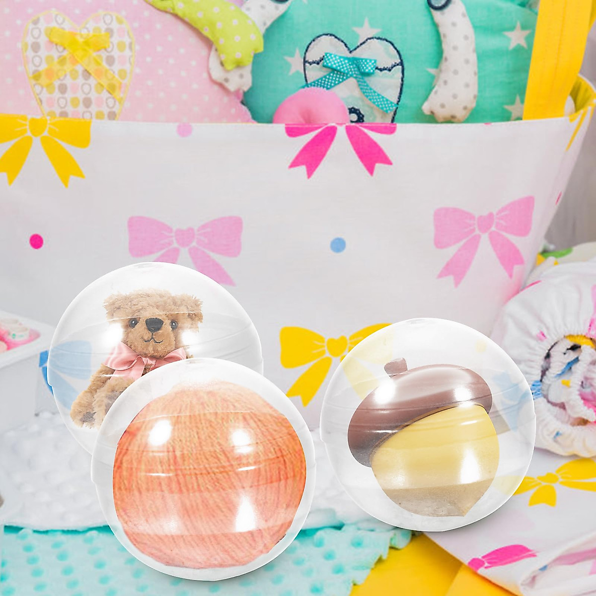 50pcs Gumball Machine Capsules Empty Round Clear Capsules Small Plastic Empty Vending Machine Containers Fillable Ball for Party Favor Ornament 45MM