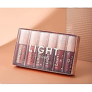 MAEPEOR Shiny Lipgloss Set 6PCS Smooth Moisturizing Lip Gloss Neutral Nude Nourishing Glossy Lipgloss (6PCS Set A)