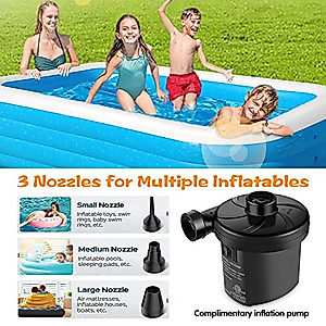 SOARRUCY Inflatable Pool-Swimming Pools for Kids & Adults, Above Ground Pool 120''x72''x26'' Oversized Thickened Family Blow Up Kiddie Pool, with Electric Air Pump Backyard, Garden