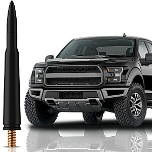Bullet Antenna for Ford F-150 XL XLT 2009-2024 - Highly Durable Premium Truck Antenna 5.45 Inch - Car Wash-Proof Radio Antenna for FM AM - Black, 50 Caliber Design - Ford F150 Accessories