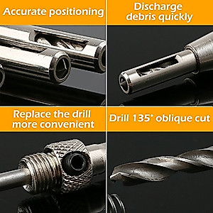 8 pcs Center Drill Bit Set, AFUNTA Self Centering Hinge Tapper Core Hole Puncher Woodworking Tools for Cabinet Door 5/64'' 7/64'' 9/64'' 11/64'' 13/64'' 5mm 1/4''
