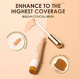 FOCALLURE High Coverage Matte Liquid Concealer,Non-Creasing & Lightweight Face Contour Concealer,Long Lasting Waterproof Concealer Makeup to Cover All the Blemishes With Built-in Brush,#03-Peach corrector