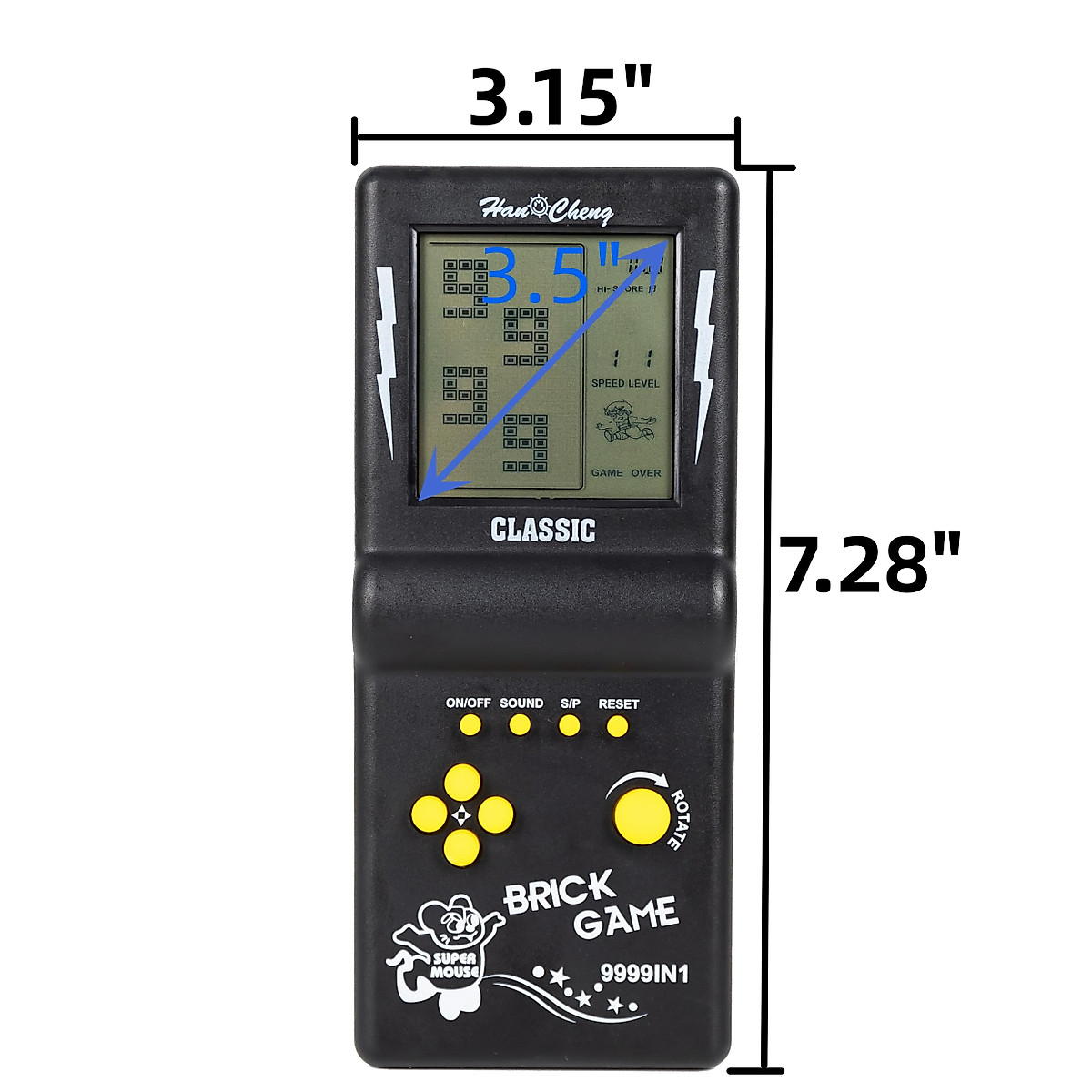 Desyeryamimi Handheld Brick Game Console,3.5-inch Large Screen Black Handheld Building Block Game,Tank Racing Electronic Game,Build in 23 Classic Games for Adults or Kids (1 Pcs)