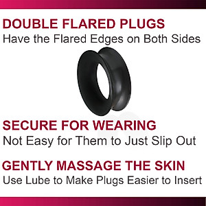 bodyjewellery 7/8 gauge 22mm Black Double Flared Tunnels Ear Plugs SI04 wholesale Lot AFQM s Stretching Stretchers bulk Piercing 4Pcs