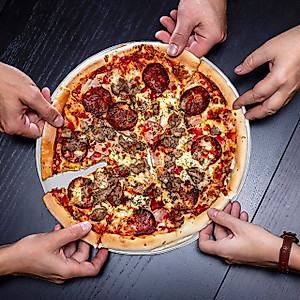 Tiger Chef Pizza Pan and Pizza Screen Set - Includes 9 inch and 12 inch Wide Rim Pizza Pans and Aluminum Pizza Screens for Oven