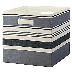 Deahun Better Homes & Gardens Fabric Cube Storage Bins (12.75" x 12.75"), Washed Indigo, 2 Pack (blackstripe)