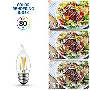 ANWIO C35/CA11 Flame Tip Chandelier Light Bulbs, LED Filament Bulb Candelabra E26 Base, Dimmable 4.5W (60W Equivalent) B11 E26 Medium Base, 2700K Warm White, 6 Pack