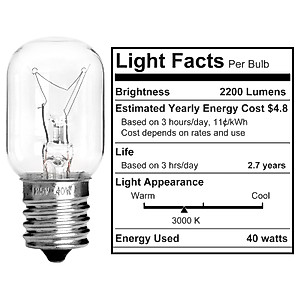 Microwave Light Bulb for GE Kenmore Whirlpool LG Microwave, E17 Base Kei 125V 40W, WB25x10030 Microwave Light Bulbs Under Hood Replace for 8206232A, 2Pcs