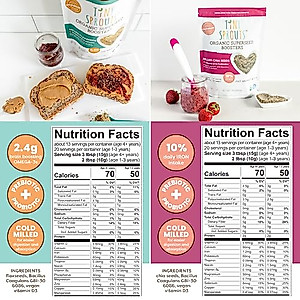 Tiny Sprouts Foods Organic Superseed Boosters with VITAMIN D + PROBIOTICS High OMEGA 3s Fiber Protein Iron Magnesium Designed for Babies Toddlers & Kids Gluten-free Vegan Non GMO (7oz x 4Variety Pack)