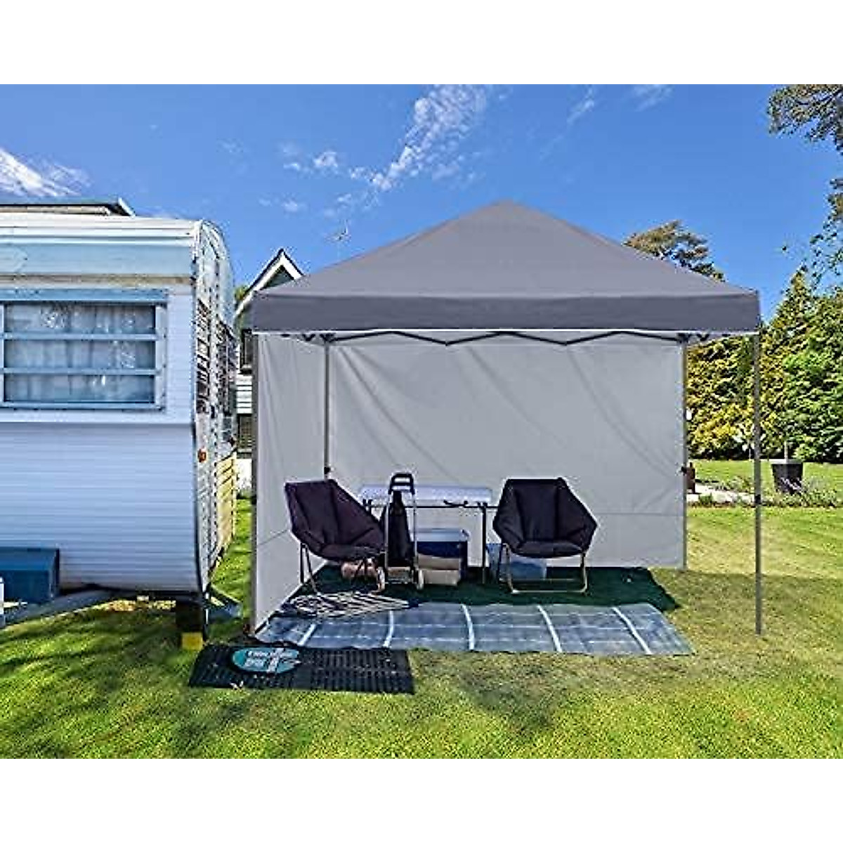 ABCCANOPY Easy Pop up Canopy Tent with 2 Sidewalls for Outdoor Sun Blocking or Rain Protection,10x10, Gray