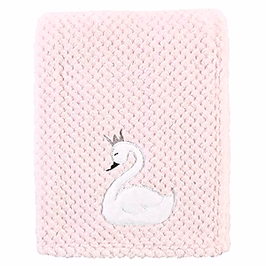 Hudson Baby Unisex Baby Plush Waffle Blanket, Swan, One Size