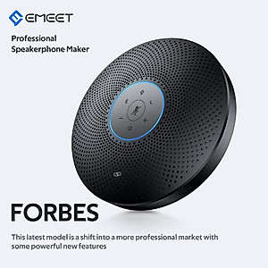Bluetooth Speakerphone - EMEET M2 Max 48kHz Professional 4 HD Mics Conference Speaker up to 15 People, VOICEIA Noise Reduction & Enhanced 360° Voice Pickup, USB Dongle Daisy Chain For Home Office Gray