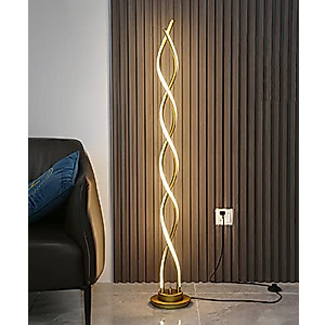 Aanyhoh LED Spiral Floor Lamp with Remote Control 30W Dimmable Modern Metal Twist Standing Pole Lamp 3 Color Temperatures Adjustable Corner Floor Lamp Tall Living Rooms, Bedroom and Offices
