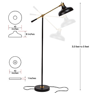 Brightech Wyatt LED Floor Lamp, Industrial Floor Lamp for Living Rooms & Offices – Charming Farmhouse Floor Lamp, Adjustable Head Standing Lamp for Bedroom Reading, Stunning Living Room Decor