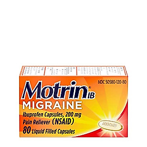 Motrin IB Migraine Liquid Gel Caps, Ibuprofen 200 mg, Migraine Relief Medicine, 80 Ct