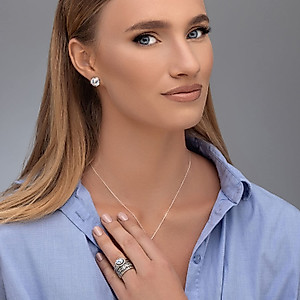 925 Sterling Silver Ring with White Cubic Zirconia Oval Shape Prong, Multiple Bands Rich Stack Look, Hypoallergenic, Nickel and Lead-free, Artisan Handcrafted Designer collection, Made In Israel