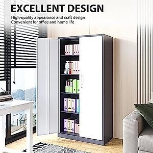 SISESOL Metal Storage Cabinet with Doors and Shelves, 71" Tool Storage Cabinet- Garage Cabinets and Storage System Kitchen Pantry Storage Cabinet with Adjustable Shelves Steel Storage Tall Cabinet