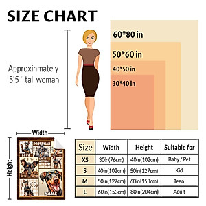 Custom Doberman Blanket Gifts with Name - 60x80 Inches Collage Dog Throw Blanket for Adults, Kids Boys & Girls - Colorful Soft Fuzzy Blankets for Couch, Sofa & Bed